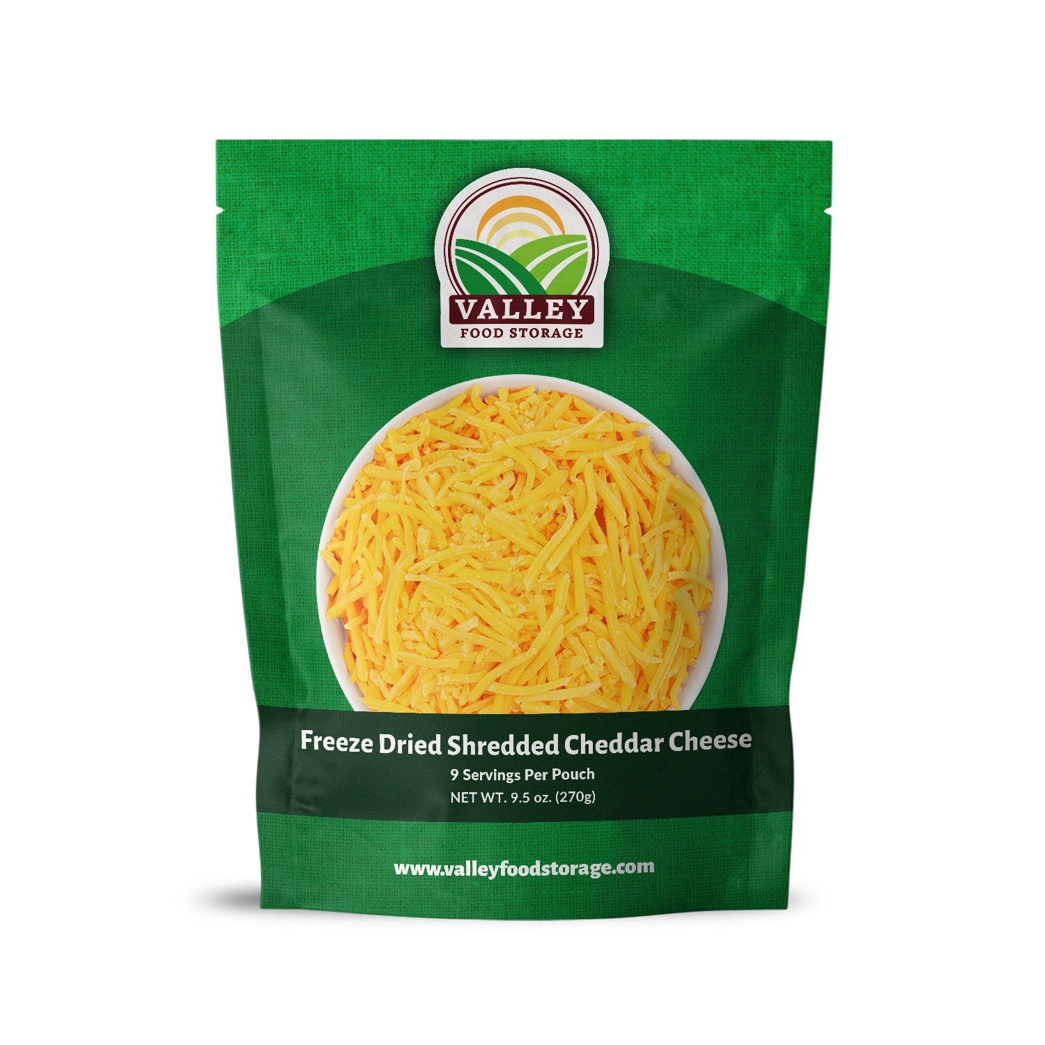 Freeze Dried Shredded Cheddar Cheese - Single Pouch - Valley Food Storage