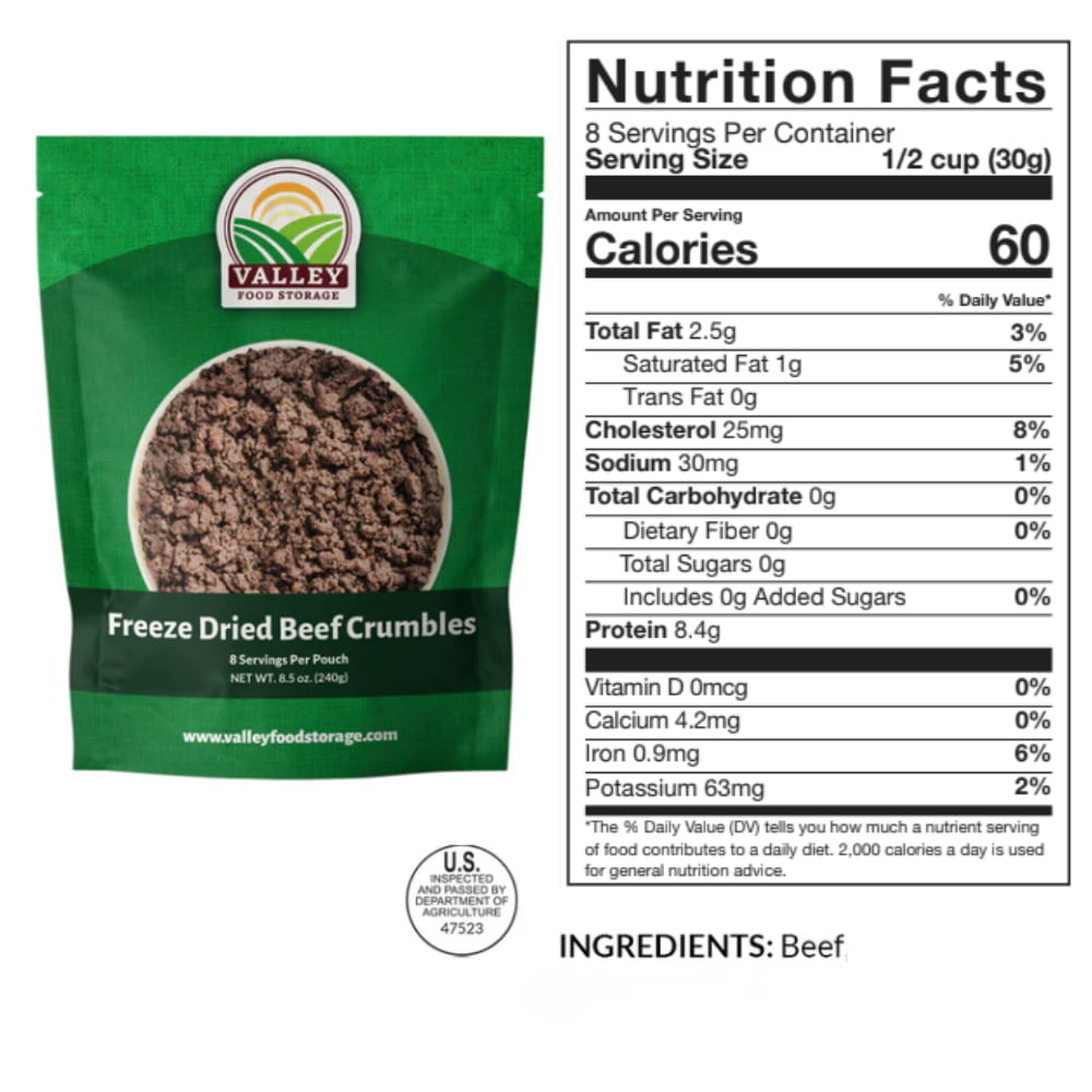 Premium Freeze-Dried Meat Bucket - Chicken/Beef/Sausage - Valley Food ...